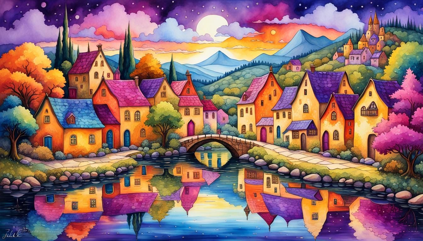 Magical village - AI Generated Artwork - NightCafe Creator