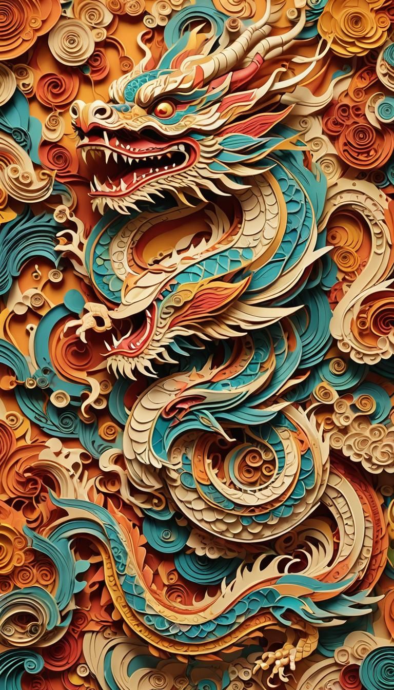 Dragon style paper illustrator design classic . - AI Generated Artwork ...