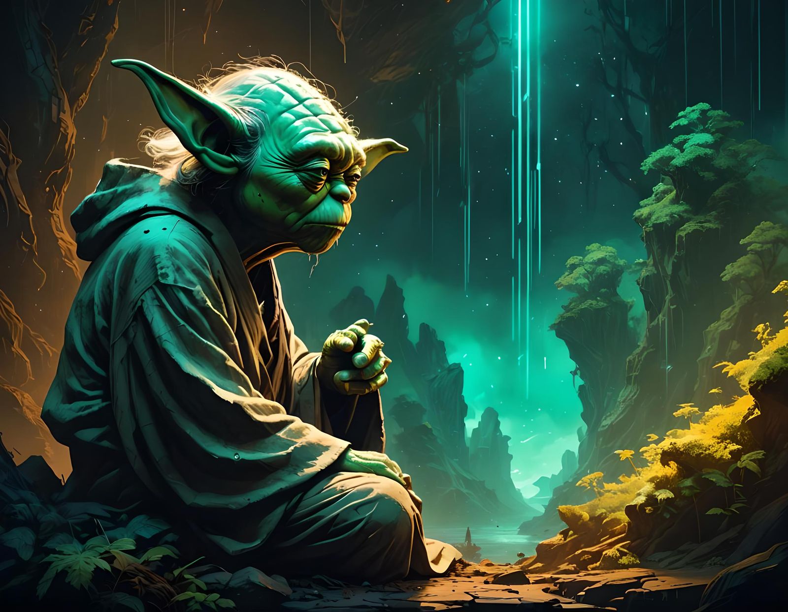 Old Yoda standing alone in thought - AI Generated Artwork - NightCafe ...