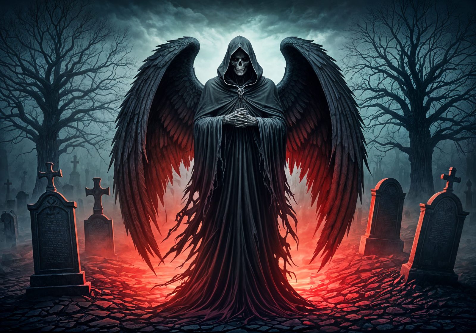 Angel of Death - Angel of Death in a Haunting, Watercolor-In...