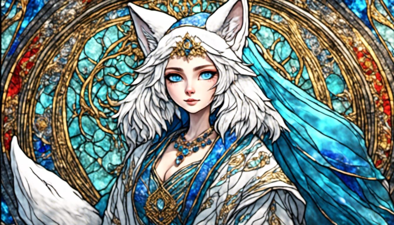 humanoid arctic kitsune with blue eyes - AI Generated Artwork ...