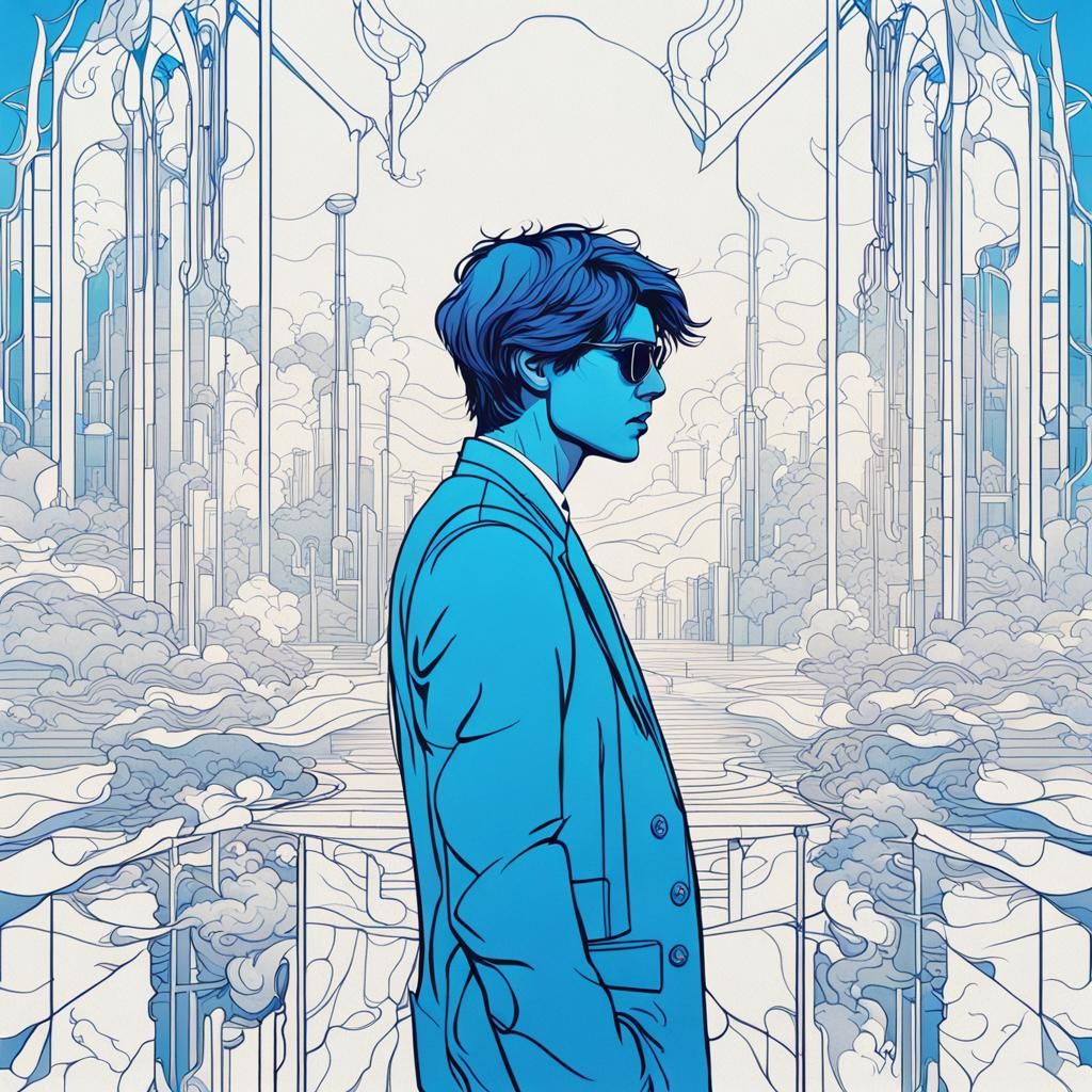 Tom Cruise, blue and white - AI Generated Artwork - NightCafe Creator