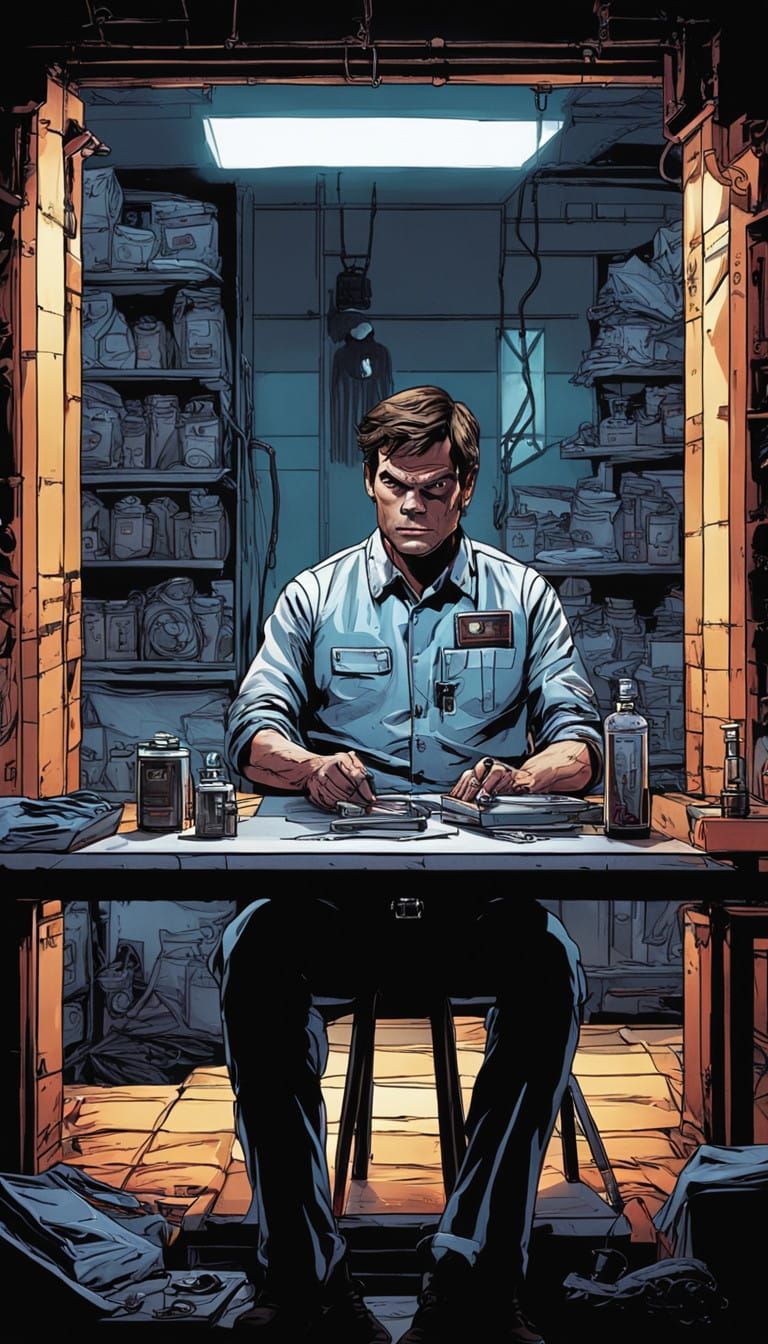 Dexter Morgan in Forensic Killing Room - AI Art