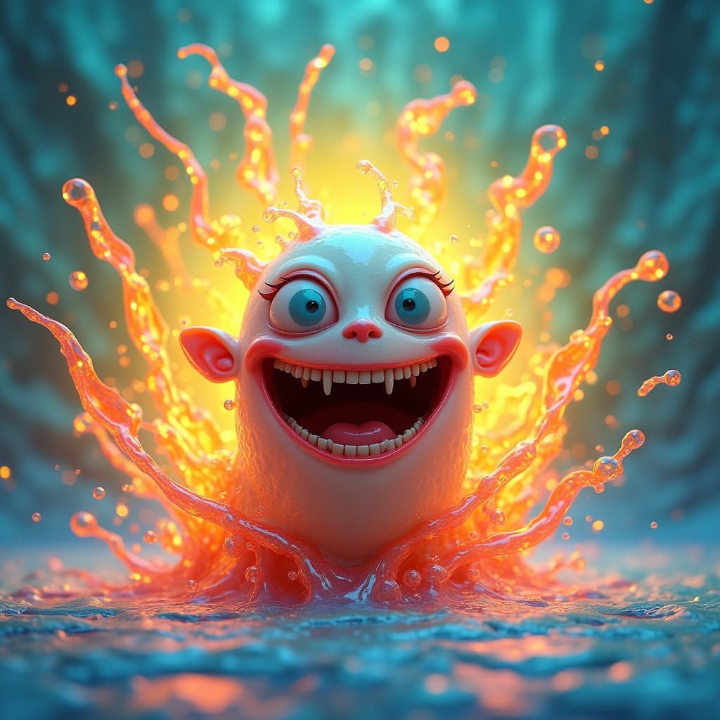 Popping Cyst! - Whimsical Cartoon Character in Radiant Explo...