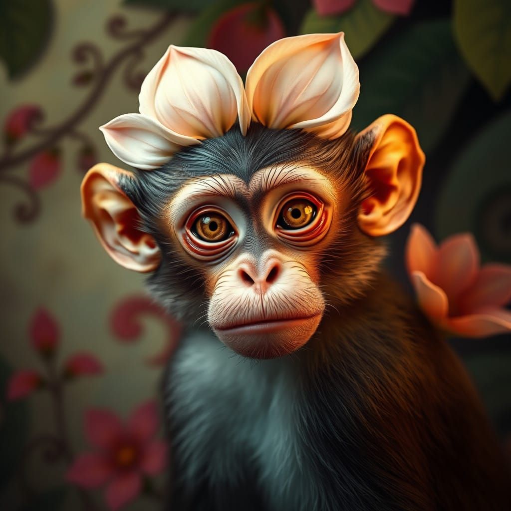 monkey flower hybrid - Enchanting Floral Hybrid in Art Nouve...