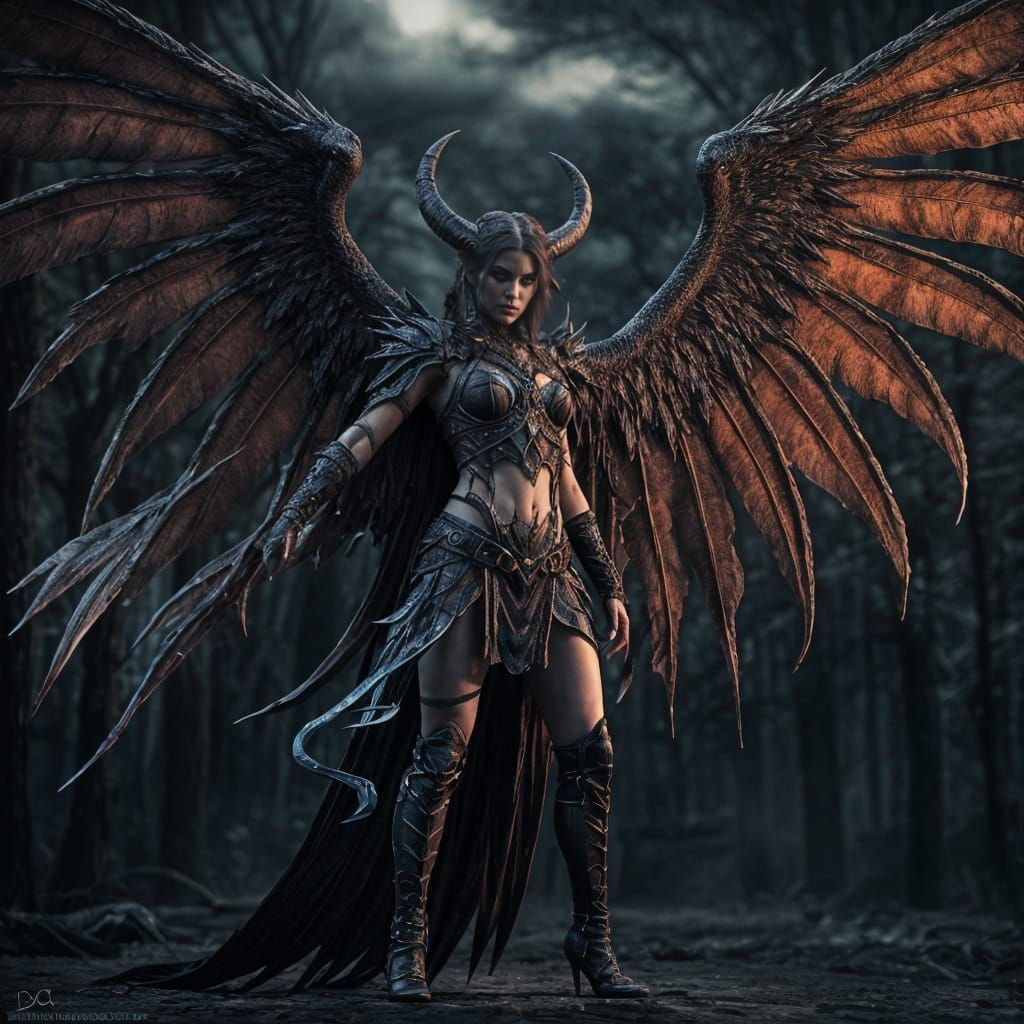 Dark Angel Lilith in Fiery Glory - AI Art
