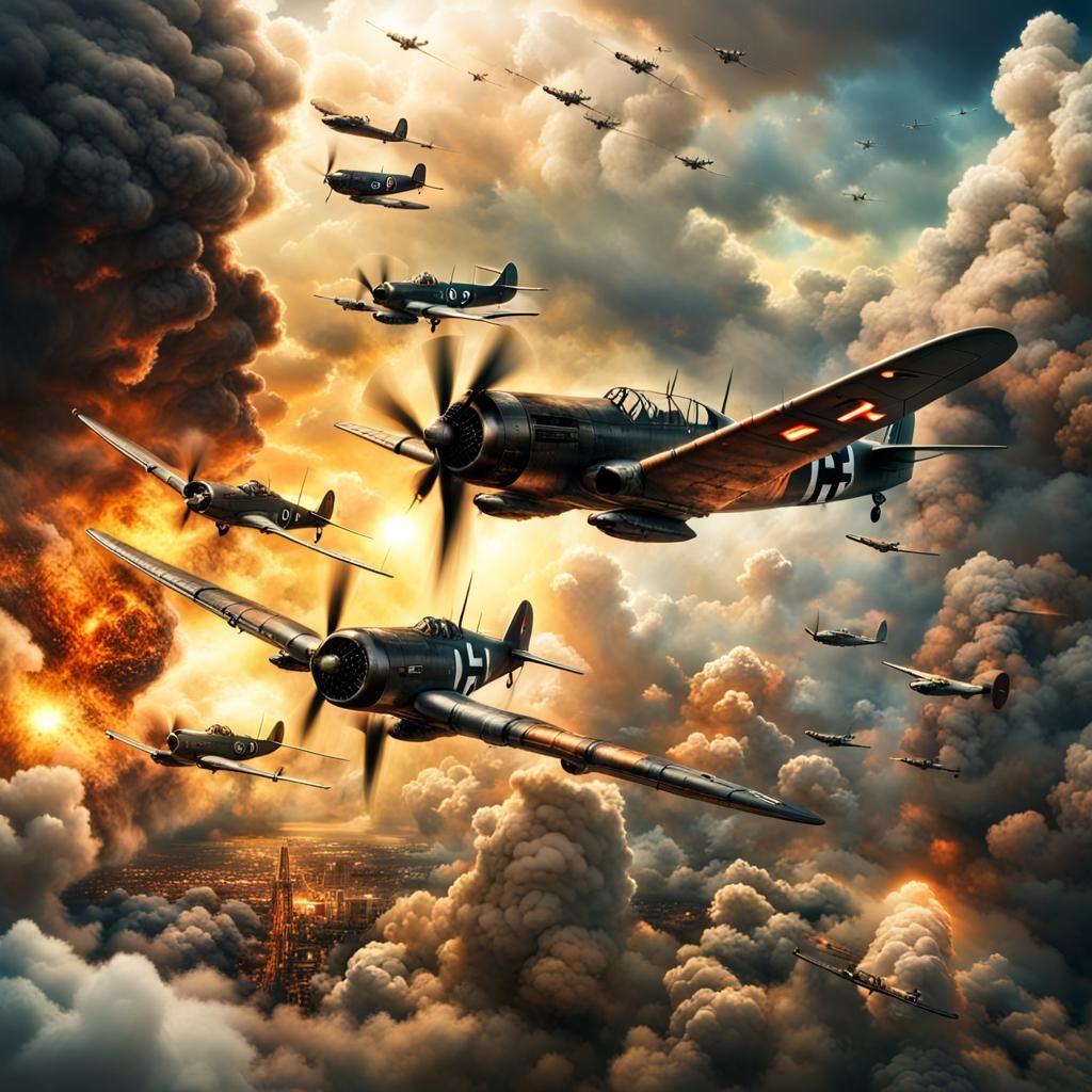 wwii massive dogfight. lots of wwii planes, bullets and explosions ...