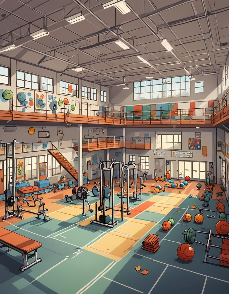 cartoon school Gym - AI Generated Artwork - NightCafe Creator