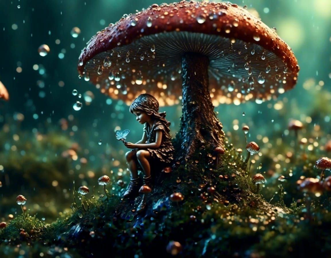 Fairy sitting on a Mushroom - AI Generated Artwork - NightCafe Creator