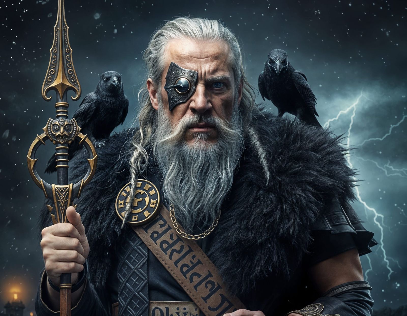 Odin the Aesir allfather - Hyper-Realistic Portrait of Odin,...