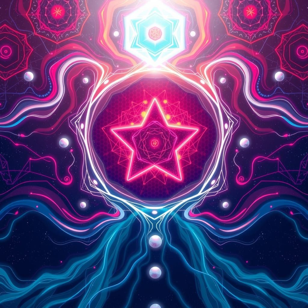 Cosmic Cyberpunk Bunny in a Digital Realm - AI Art