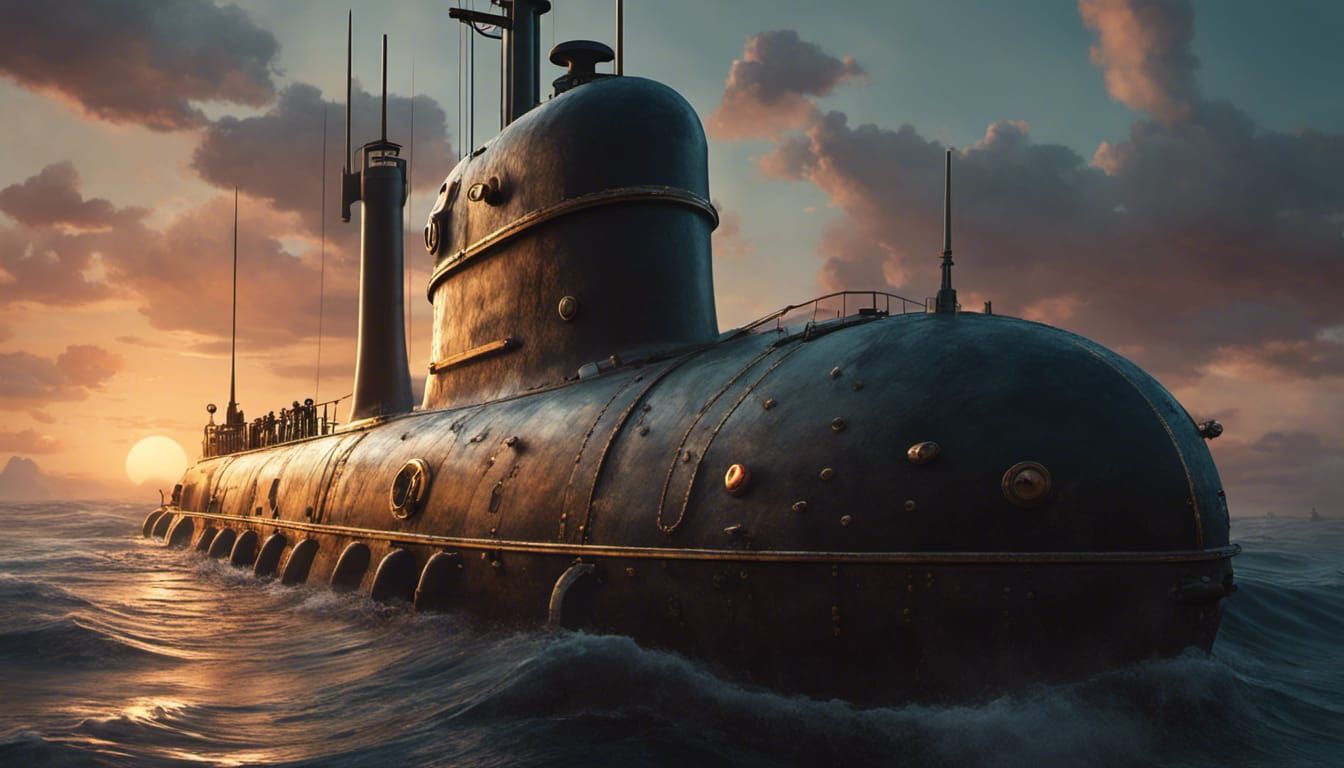 Submarine at Sunset - AI Generated Artwork - NightCafe Creator