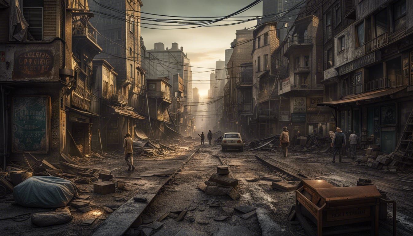 Post-Apocalyptic Cityscape - AI Generated Artwork - NightCafe Creator