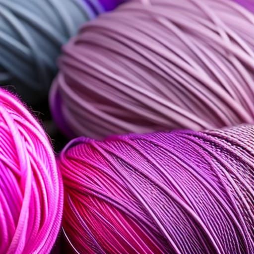 photorealistic colorful pink and purple yarns Professional photography ...