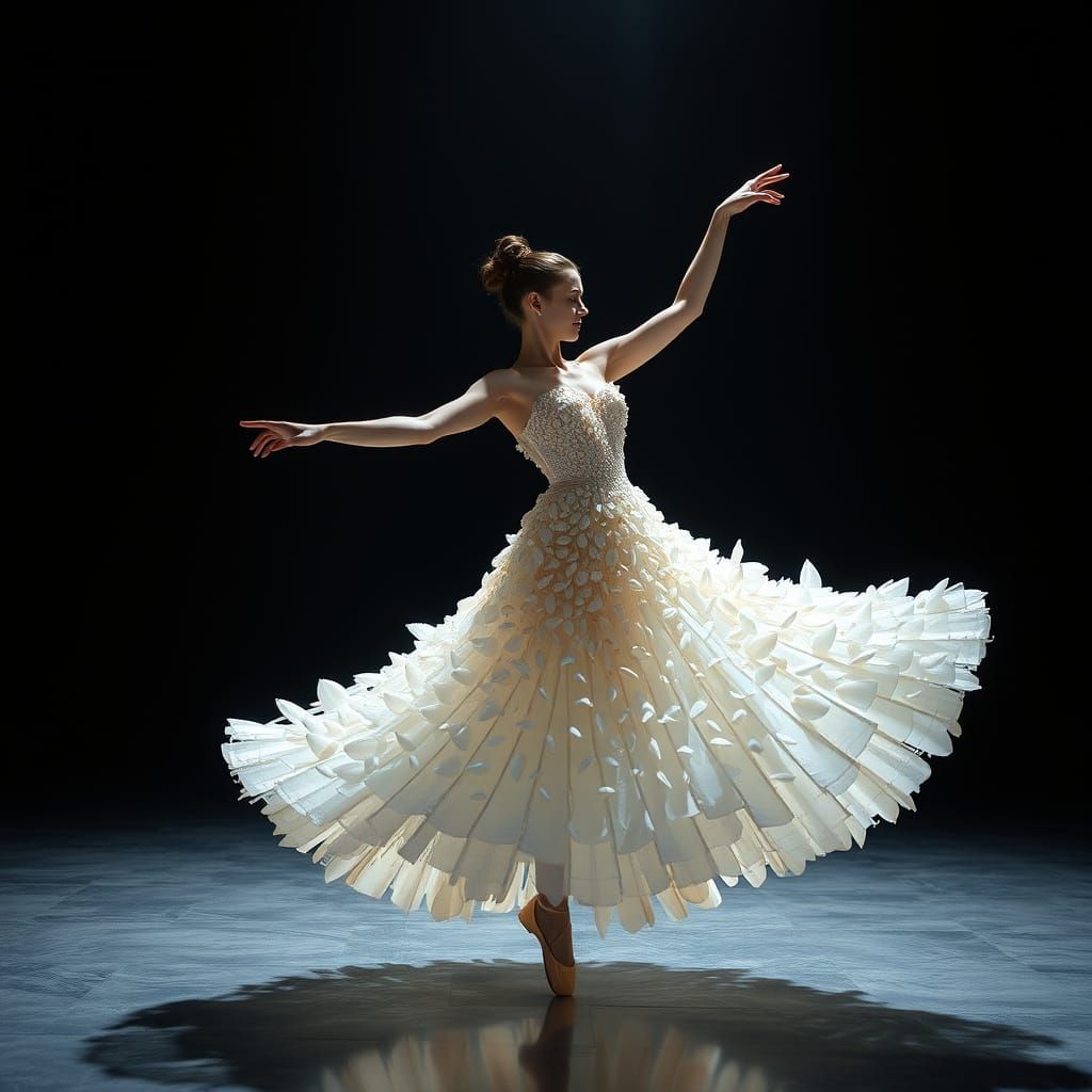 Ethereal Ballerina Dances Amidst Shimmering Seashe... - AI Art