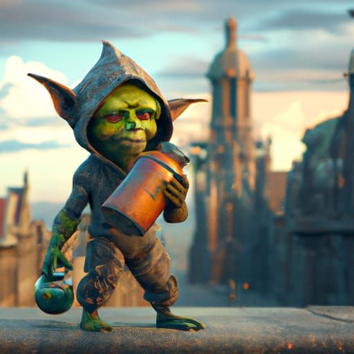 The Lincoln Imp wearing a hoodie and carrying a can of spray paint - AI ...