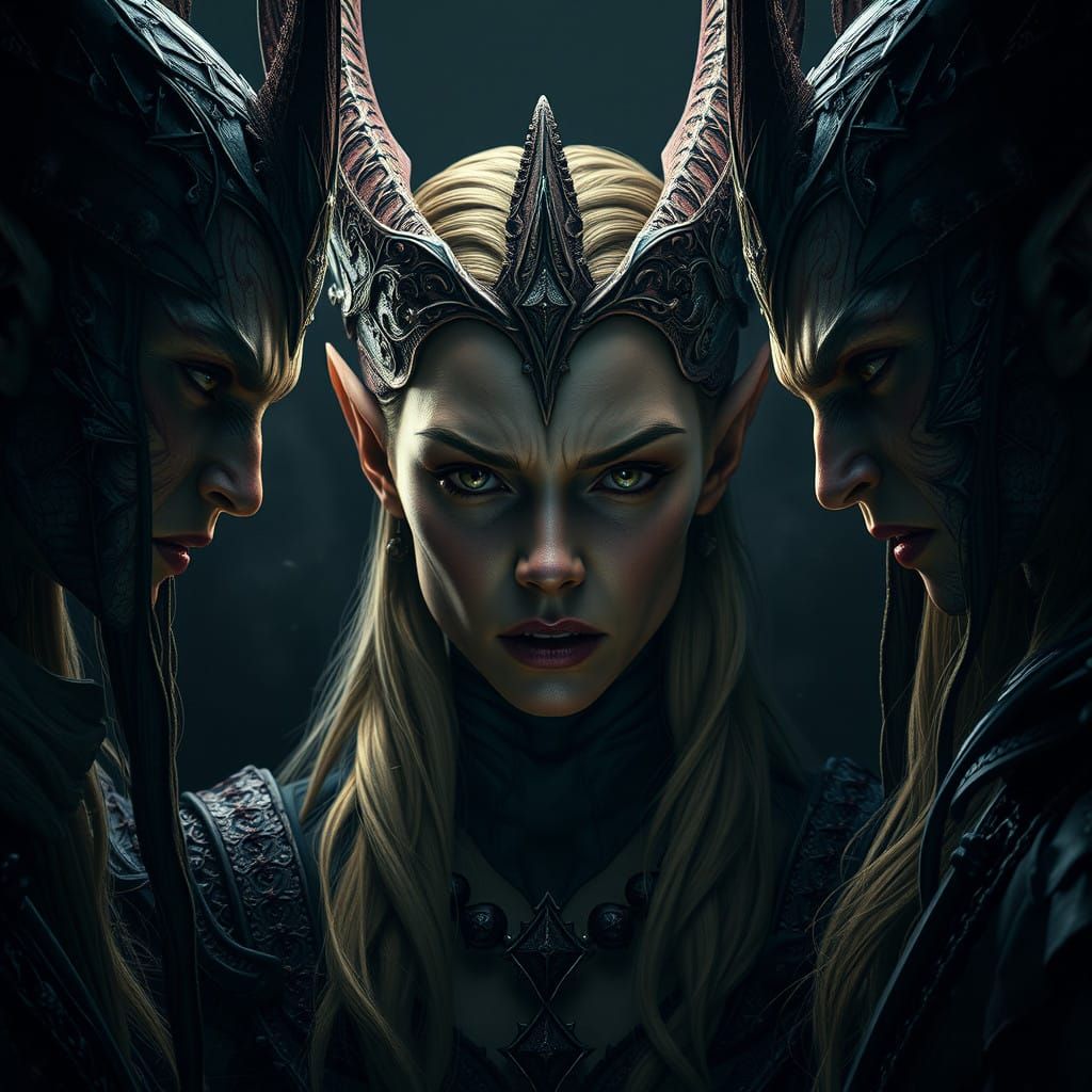 Elven Gods Unleash Fury on Lady Mythal in Hyper-Re... - AI Art