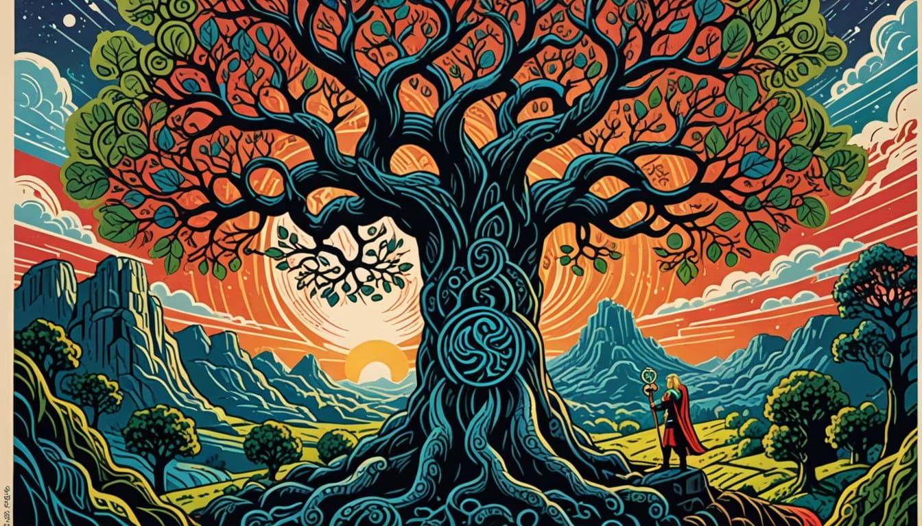 Thor at Yggdrasil, the world tree - Thor at Yggdrasil, the w...