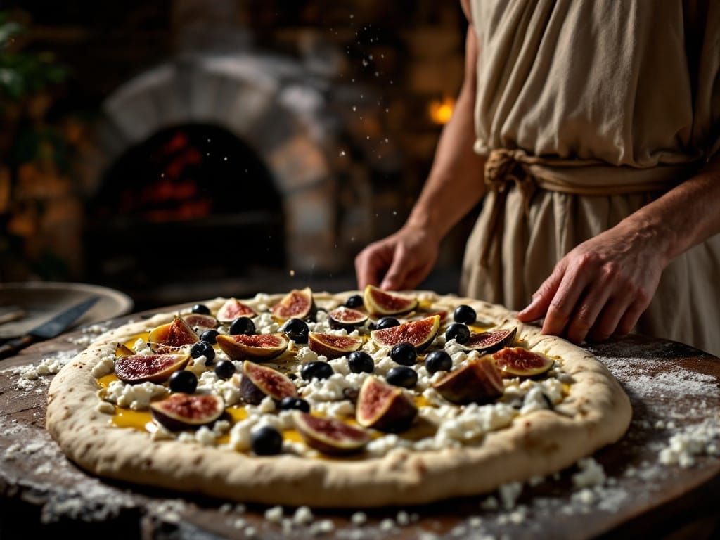 Ancient Roman Pizza Ready for the Oven 250521A