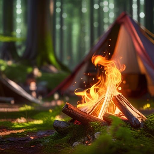 A campfire in the woods - AI Generated Artwork - NightCafe Creator
