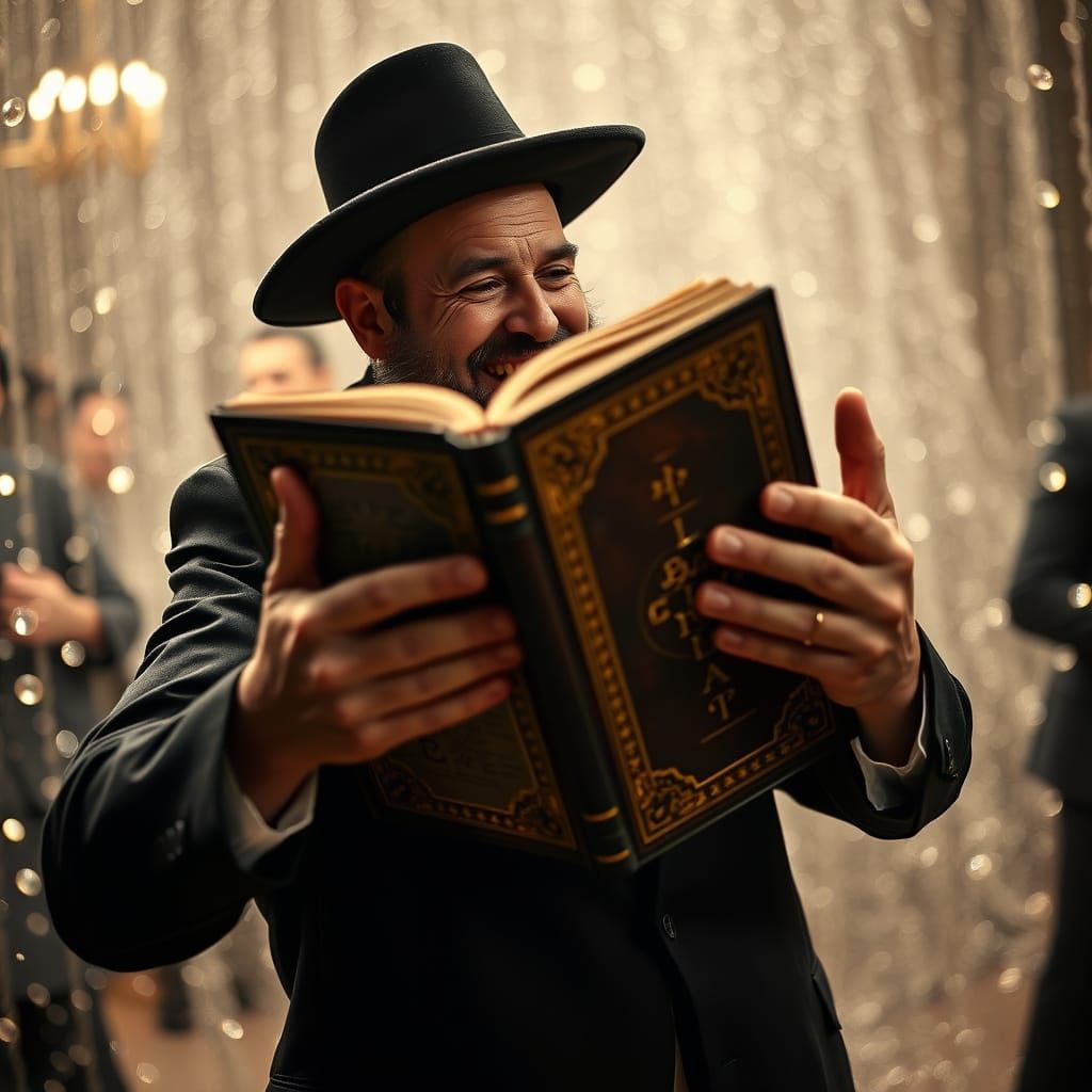 Ultra-Orthodox Hasidic Jew Dances with Ancient Tal... - AI Art
