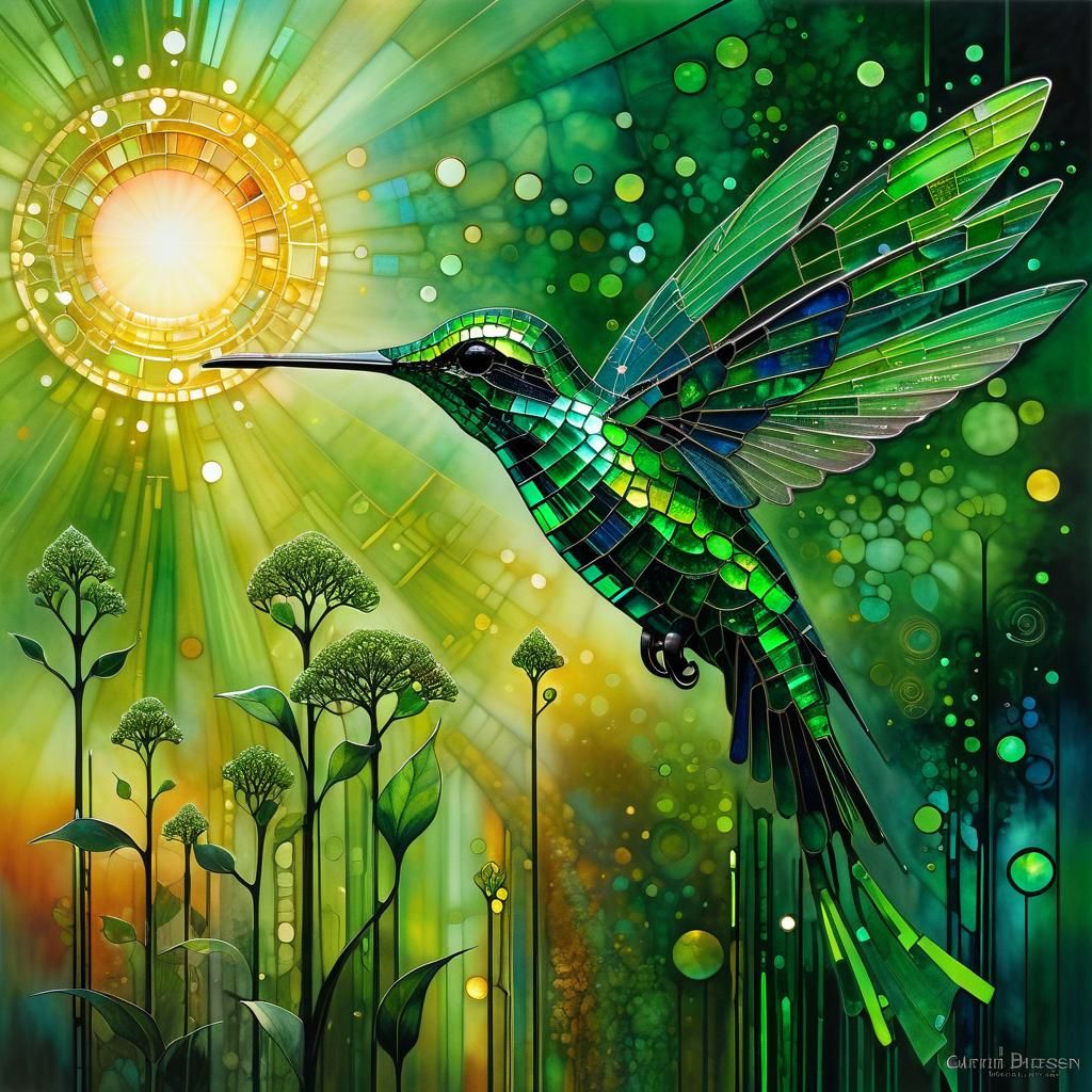 Green Fantasy Hummingbird Art 🐦 🌄 v3 - AI Generated Artwork - NightCafe ...