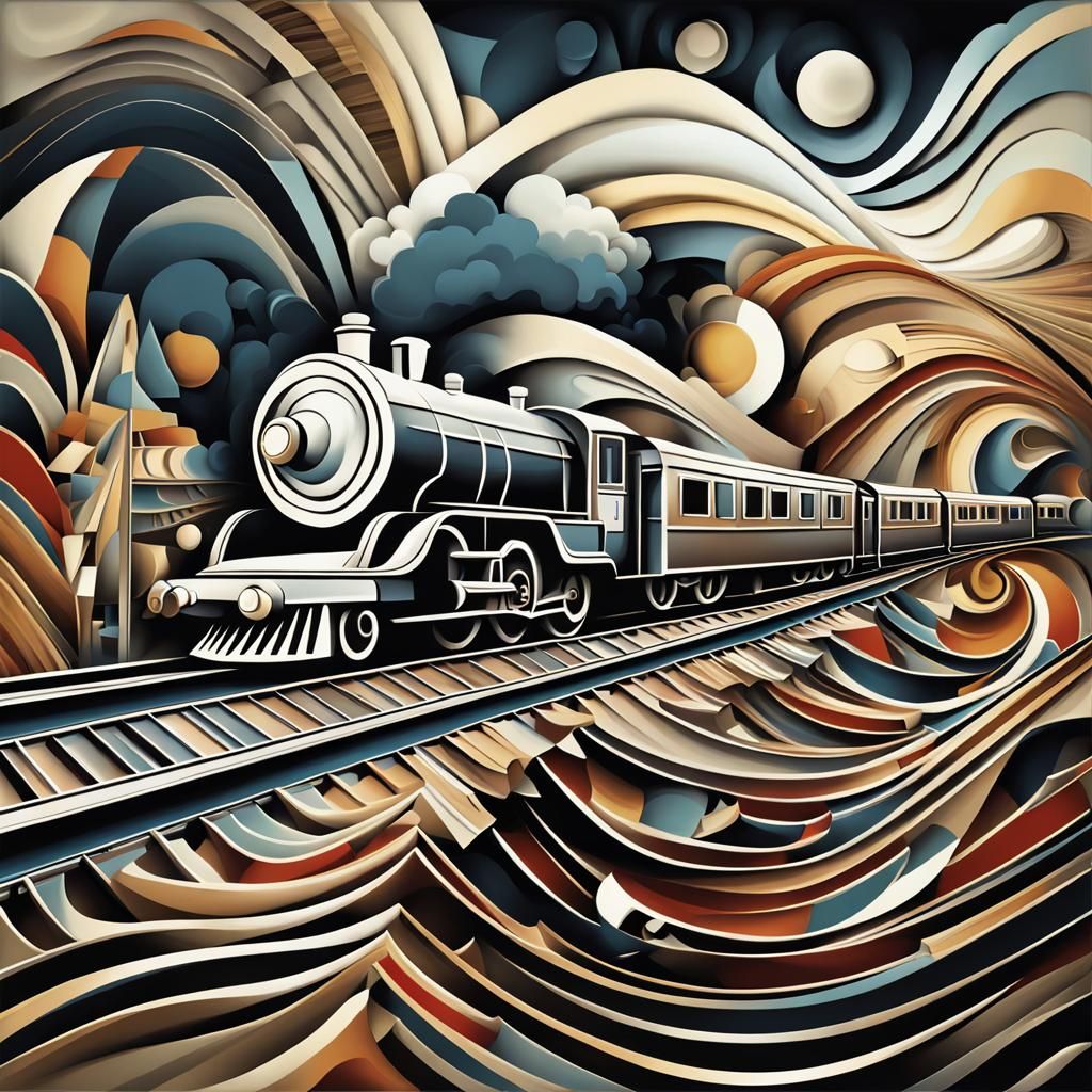Canva Train, cubisme, picasso - AI Generated Artwork - NightCafe Creator