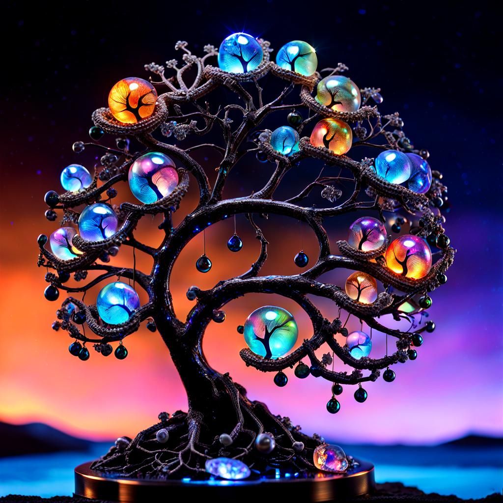 Holographic tree - AI Generated Artwork - NightCafe Creator