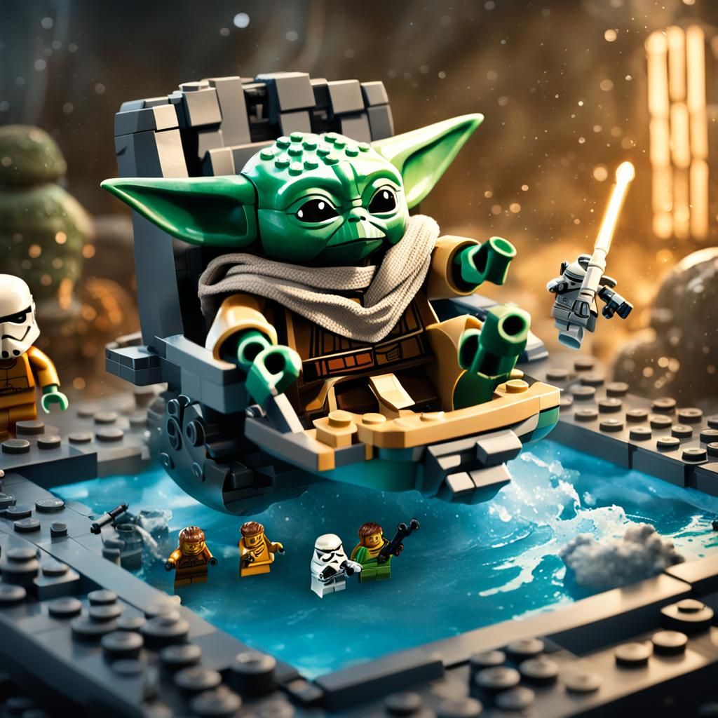 A watercolor illustration of a Lego baby Yoda - AI Generated Artwork ...