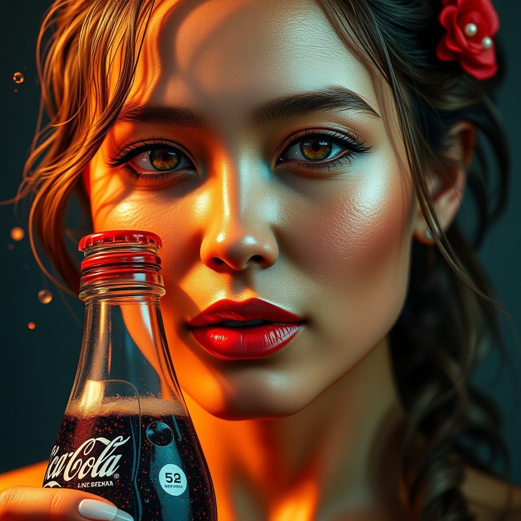 Coke girl - Youthful Coke Enthusiast in Vibrant Portrait