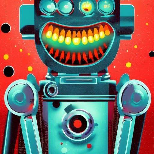 Happy smiling robot with huge teeth - AI Generated Artwork - NightCafe ...
