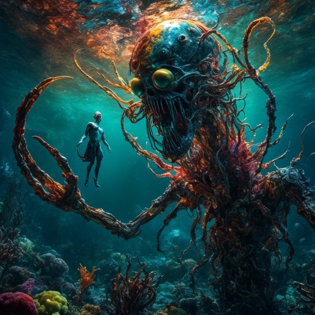 Creature of the deep and visitor. - AI Generated Artwork - NightCafe ...
