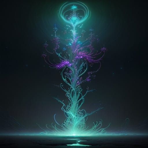 Luminescent Symbiosis: Ethereal Entity in Cosmic H... - AI Art