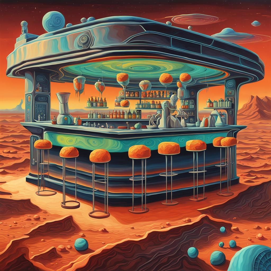 Juice Bar On Mars ! - AI Generated Artwork - NightCafe Creator