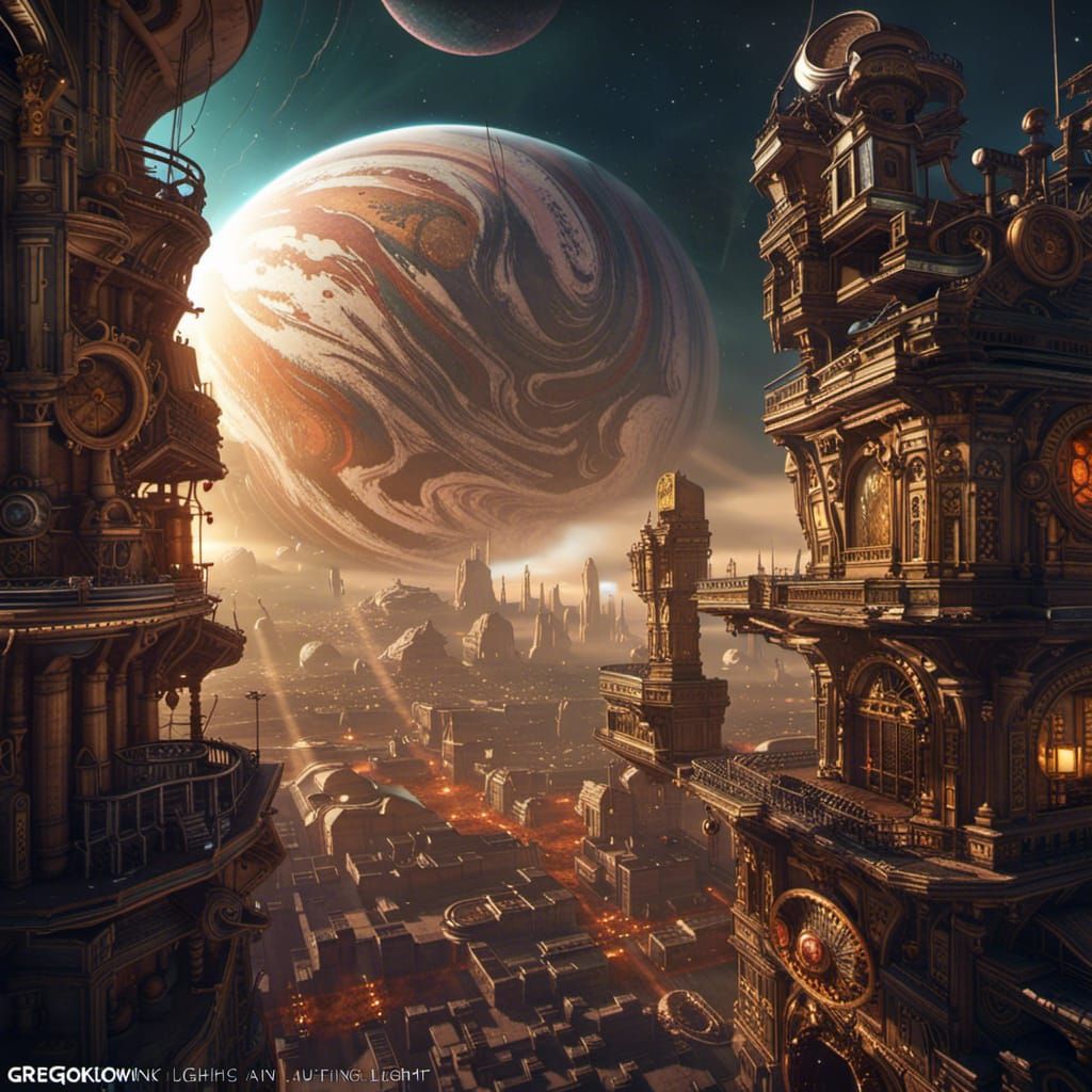 Steampunk Life on another Planet - AI Generated Artwork - NightCafe Creator