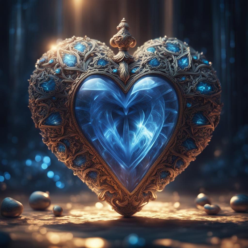 Blue Crystallized Heart - AI Generated Artwork - NightCafe Creator