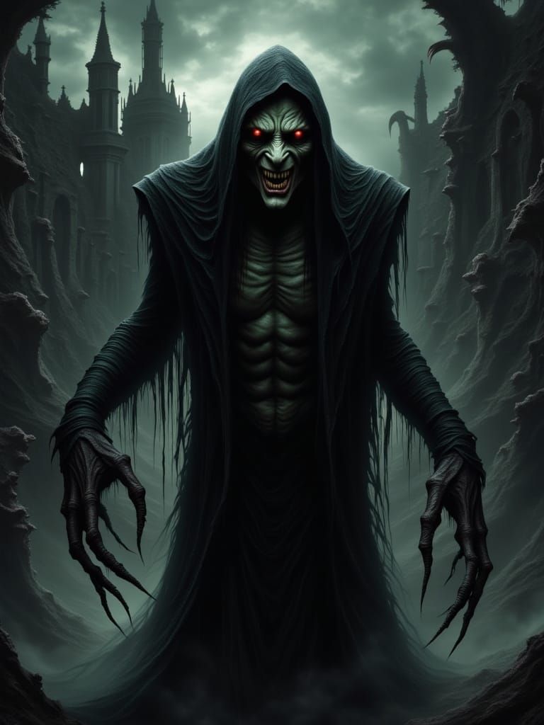 Horrifying sinnister grotesque monster man