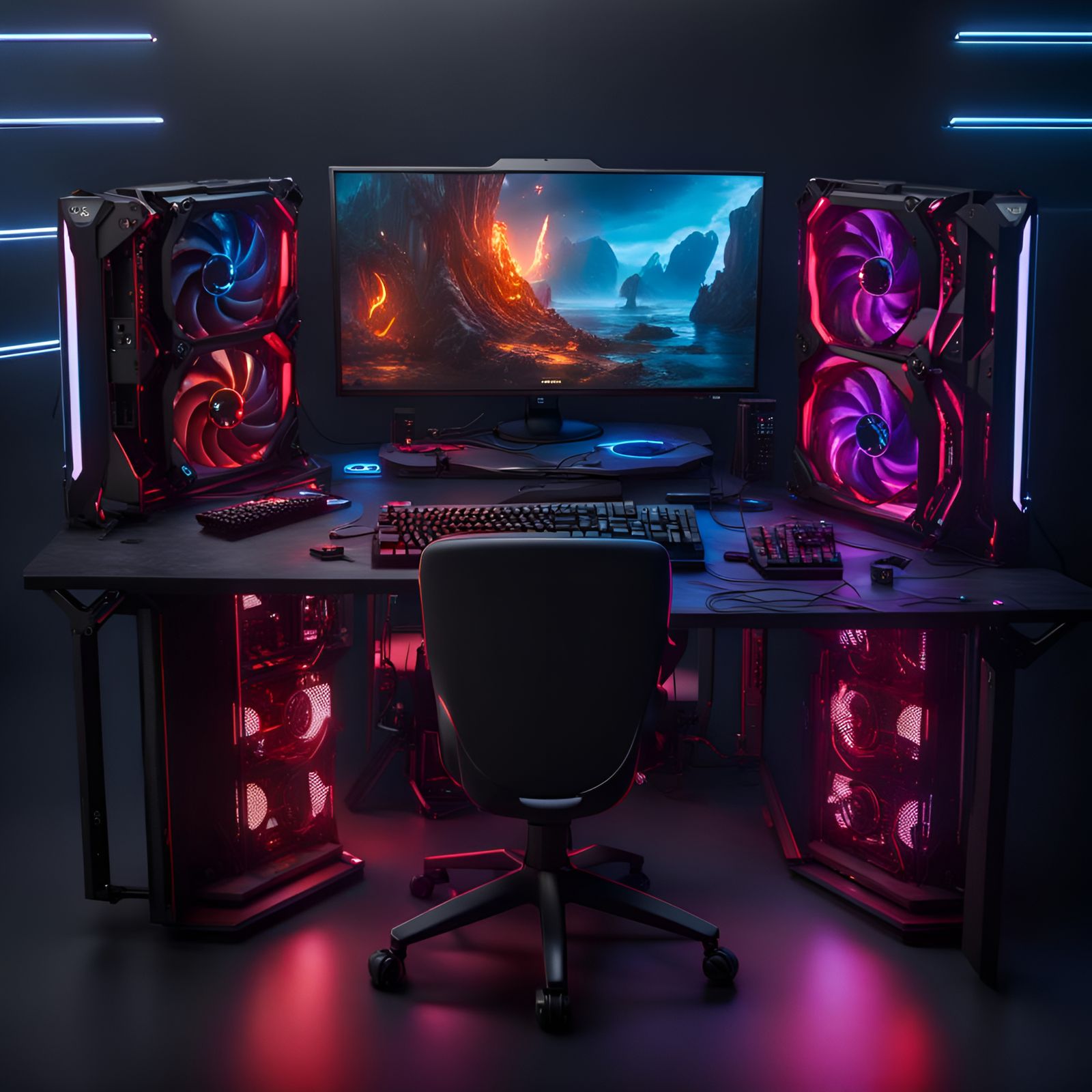 Sick Gaming PC Setup - AI Generated Artwork - NightCafe Creator