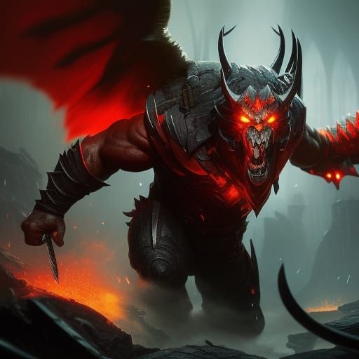 Dark, fighter, demon, troll, warrior, swimming, a masterpiece, 8k ...