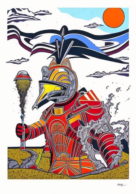 Pop art style drawing of space lord at a watering hole. - AI Generated ...