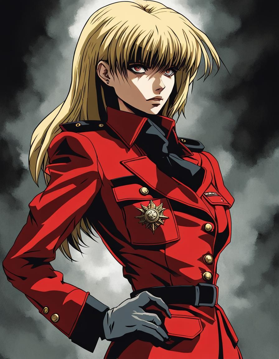 a captivating illustration of Seras Victoria, a fierce and determined ...