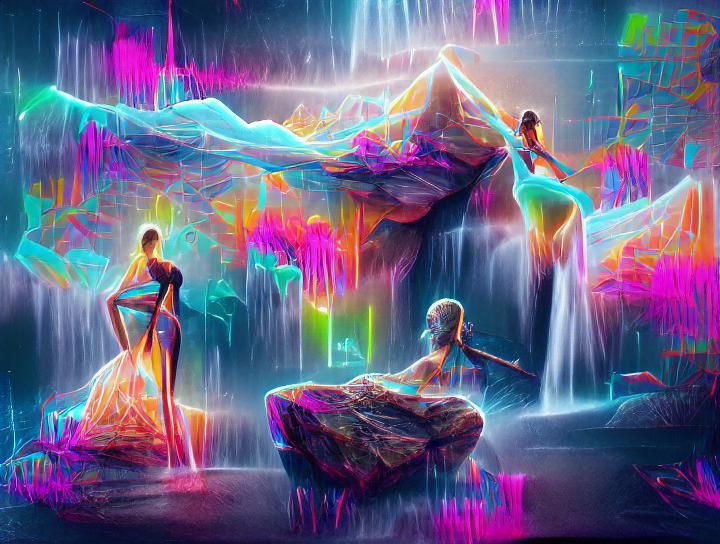 Neon Waterfalls - AI Generated Artwork - NightCafe Creator