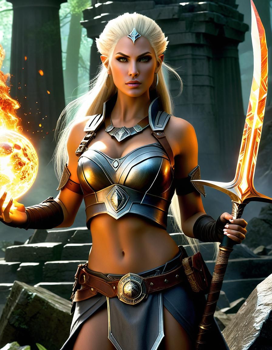 Fantasy apocalyptic world with a strong female warrior mage where elemental magic reigns supreme ...