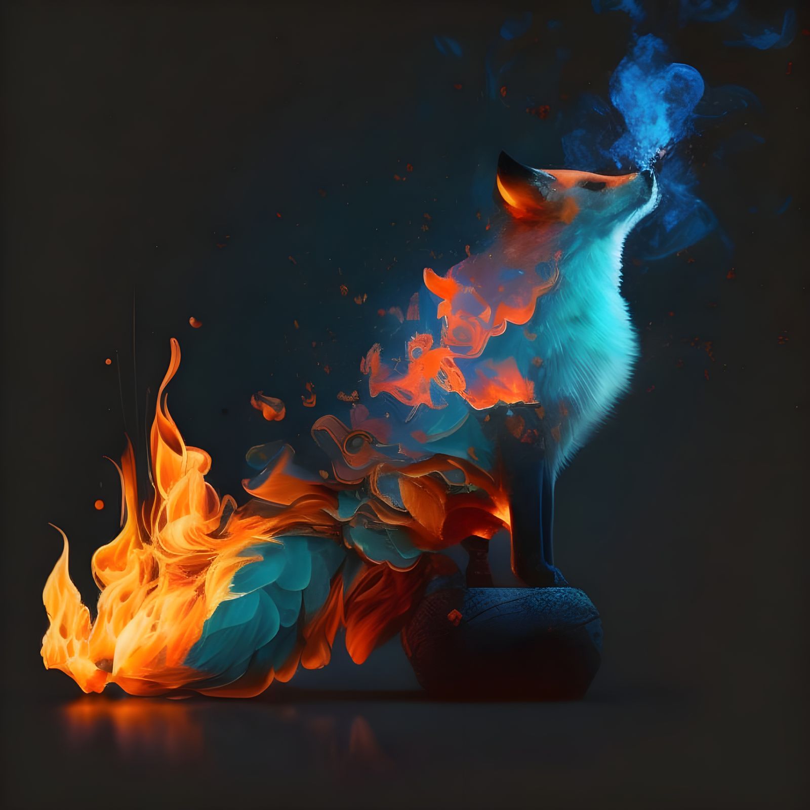 Flaming fox - AI Generated Artwork - NightCafe Creator