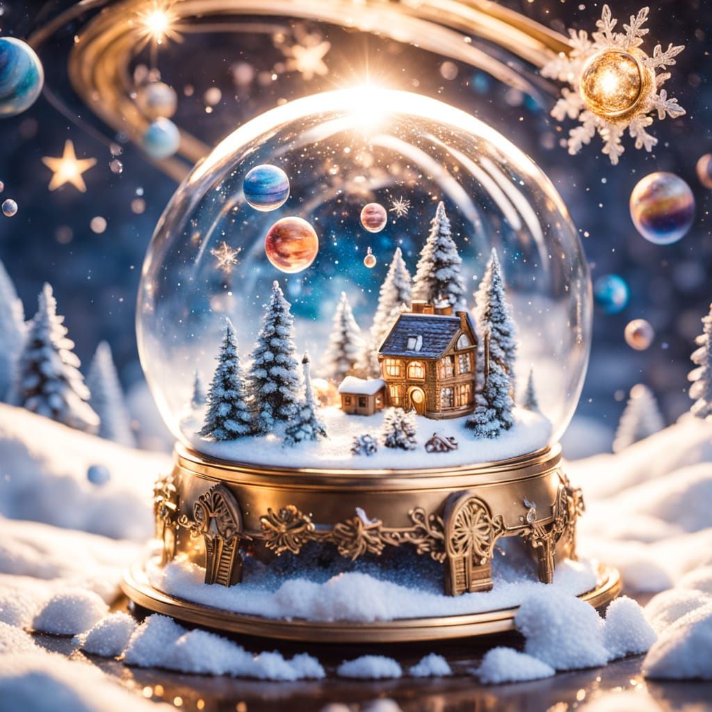 solar system in a snow globe - Whimsical Solar System Snow G...