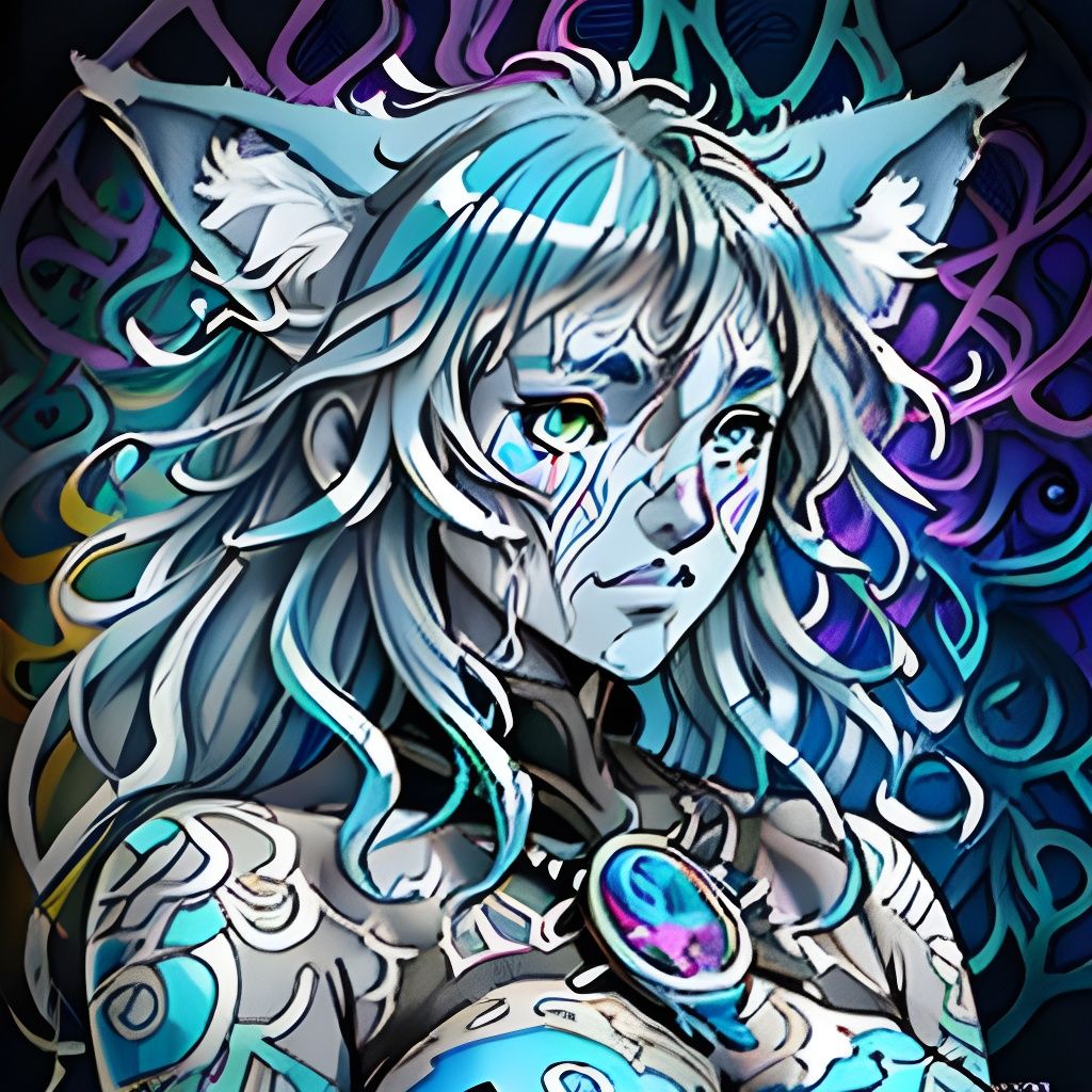 Mystical wolf spirit with flame-like fur in Celtic inspired jewelry sharp focus Celtic folklore ...