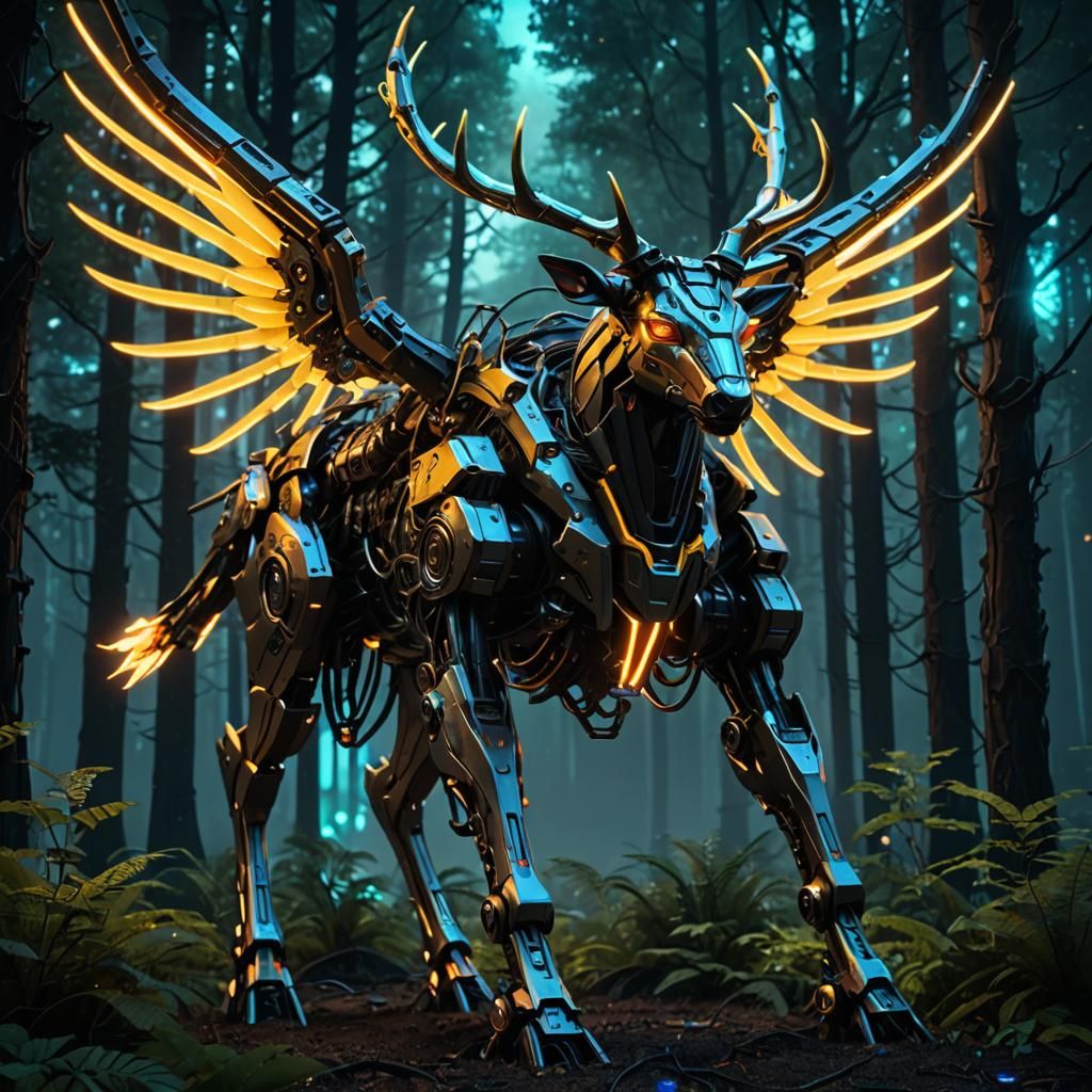Mecha stag - AI Generated Artwork - NightCafe Creator