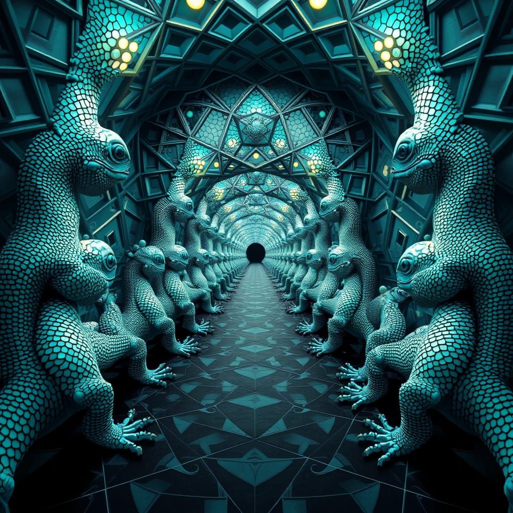 Escher-Inspired Lizard Tunnel Unfolds in Infinite ... - AI Art