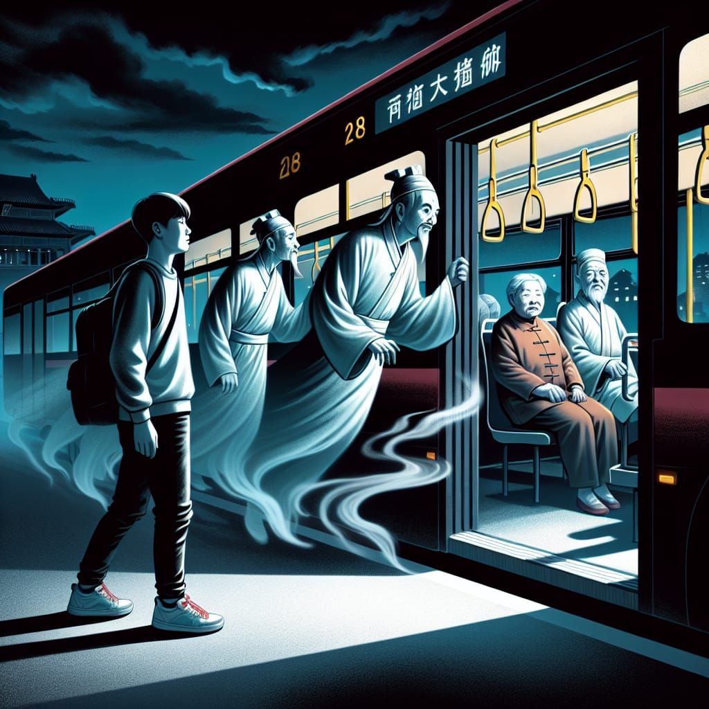 The Beijing Ghost Bus - AI Generated Artwork - NightCafe Creator