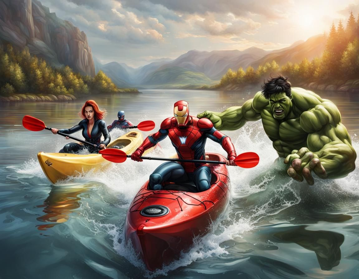 iron man, black widow, spiderman, hulk, tor, compete with each other in ...